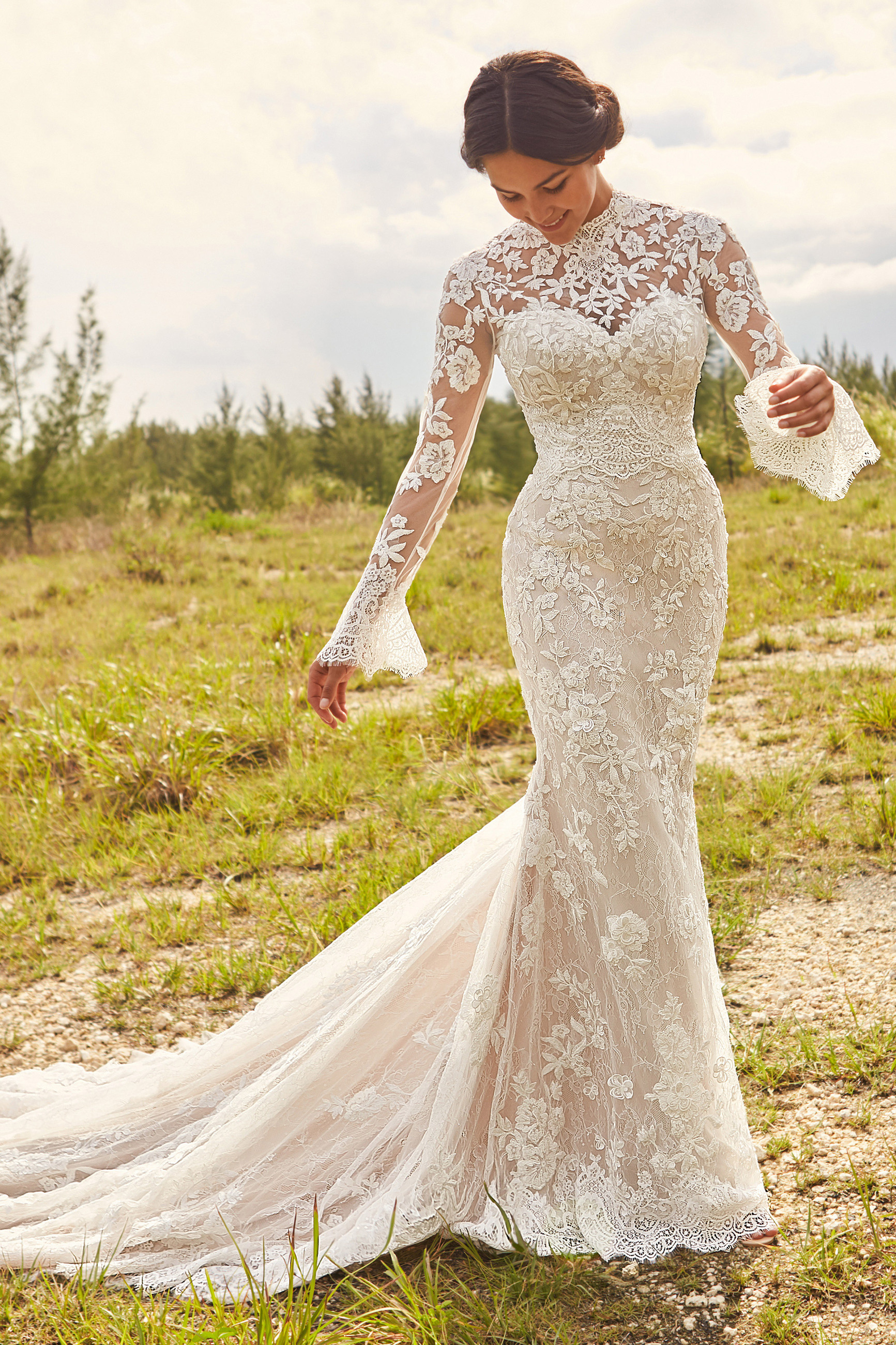 Wedding Dress Lace Sleeves Fishtail