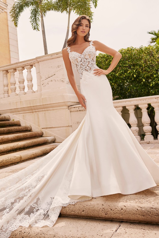 Ashton: Sleeveless Crepe and Lace Trumpet Wedding Dress with Illusion ...